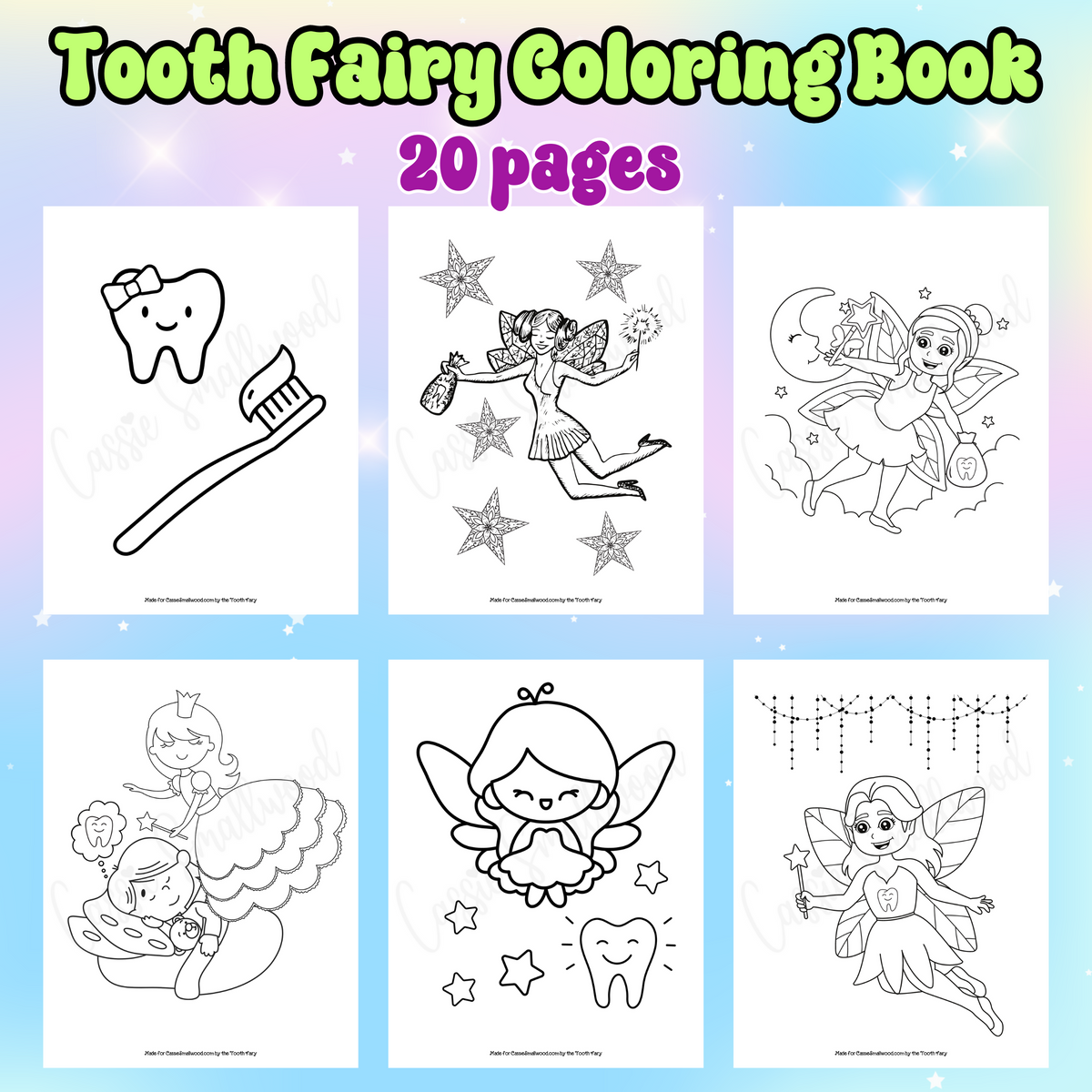 Printable Tooth Fairy Coloring Book (20 Tooth Fairy Coloring Pages ...