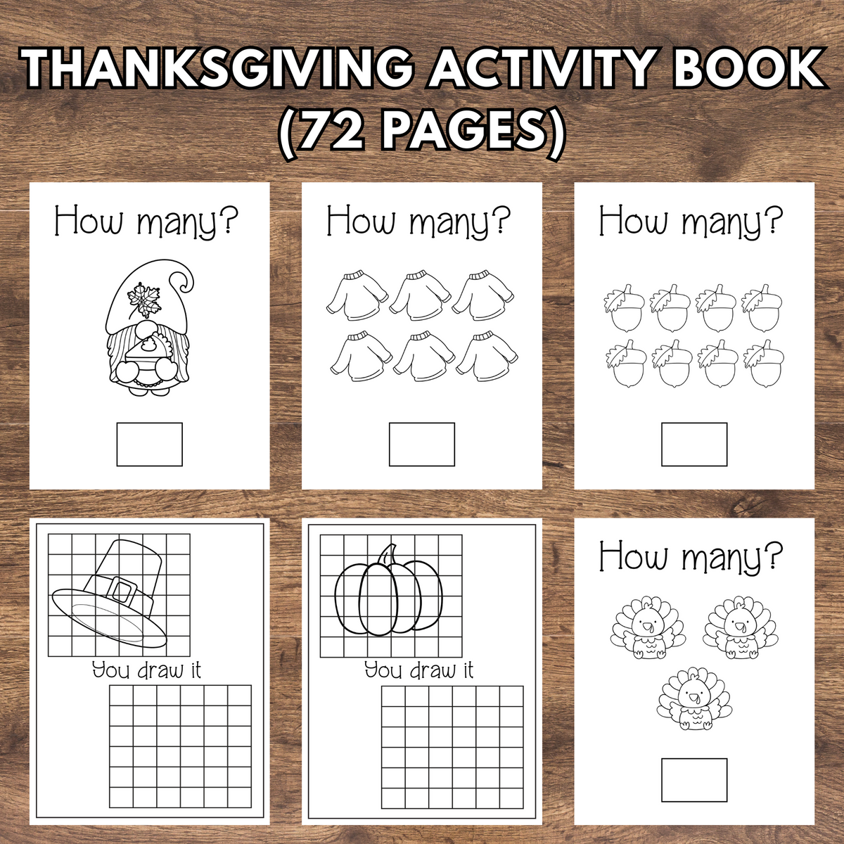 Printable Thanksgiving Activity Book (72 Pages of Puzzles, Worksheets ...