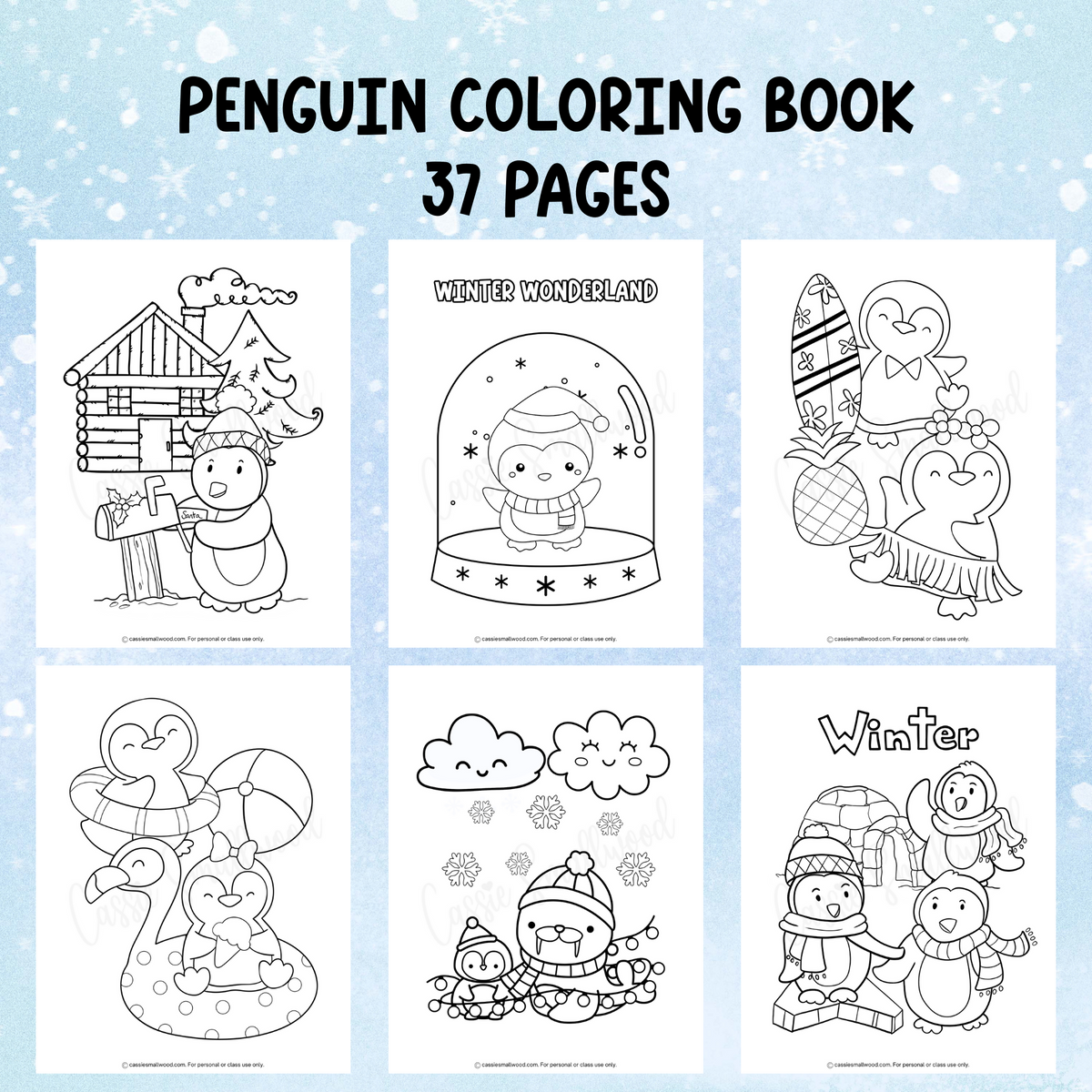 Printable Penguin Coloring Book (37 Penguin Coloring Pages) – Cassie ...