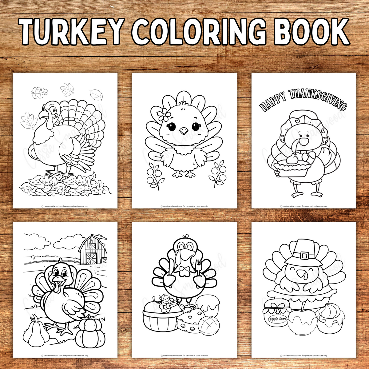 Printable Turkey Coloring Book (24 Turkey Coloring Pages) – Cassie ...