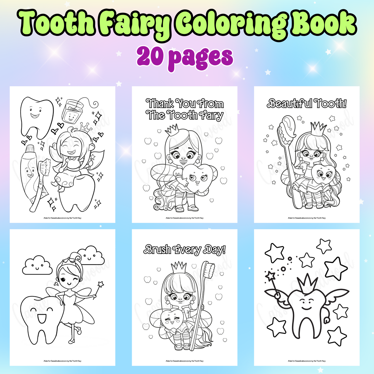 Printable Tooth Fairy Coloring Book (20 Tooth Fairy Coloring Pages ...