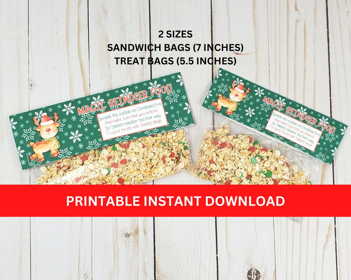 Printable Magic Reindeer Food Treat Bag Toppers With Poem – Cassie ...