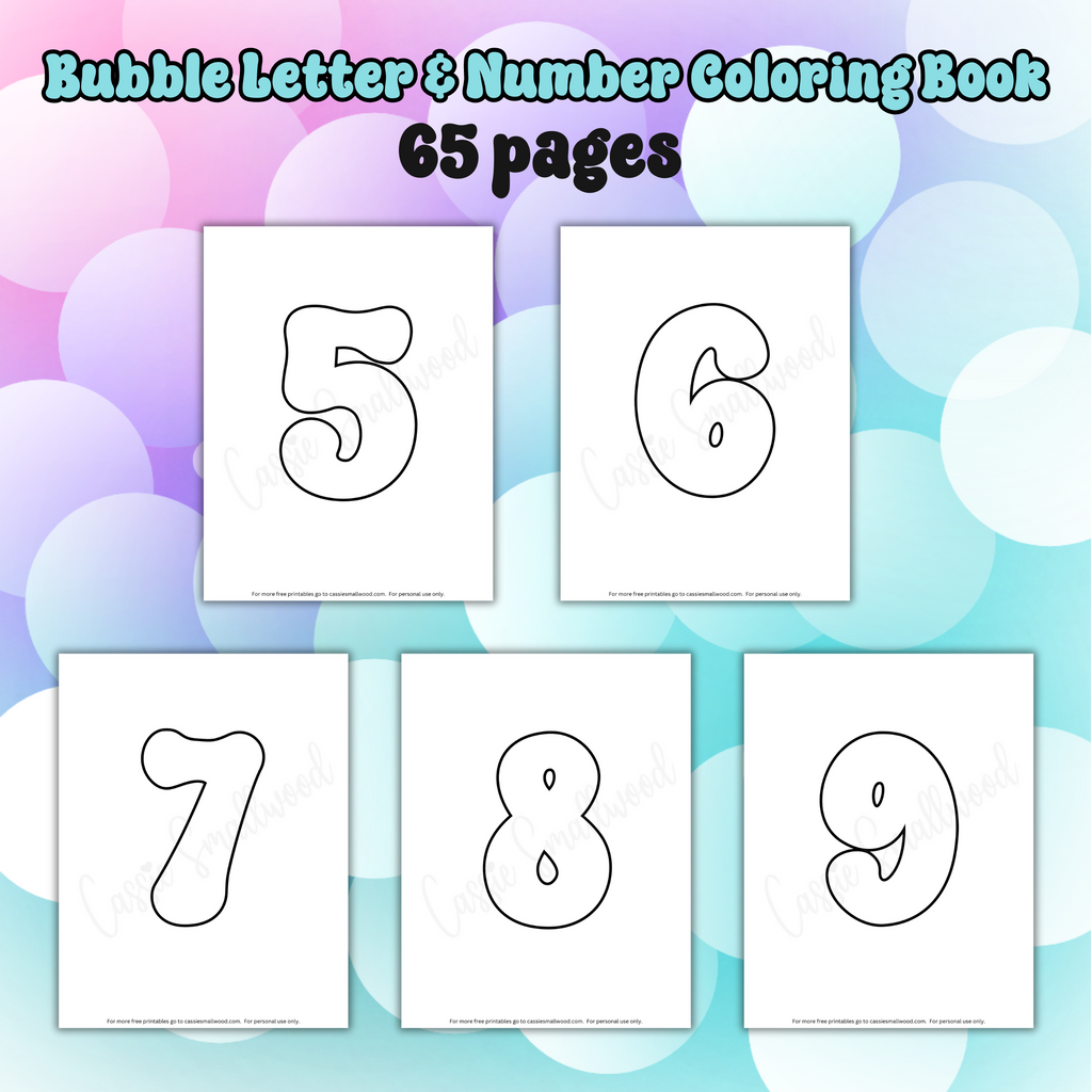 Printable Bubble Letters And Numbers Coloring Book (65 Pages) – Cassie ...