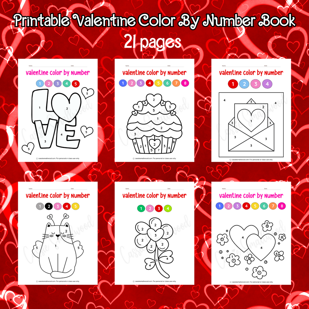 Printable Valentines Color By Number Book – Cassie Smallwood