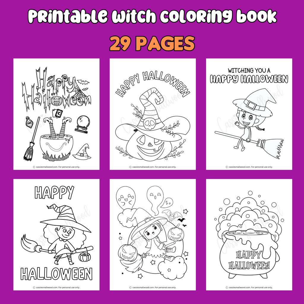 Printable Witch Halloween Coloring Book (29 Halloween Witch Coloring P ...