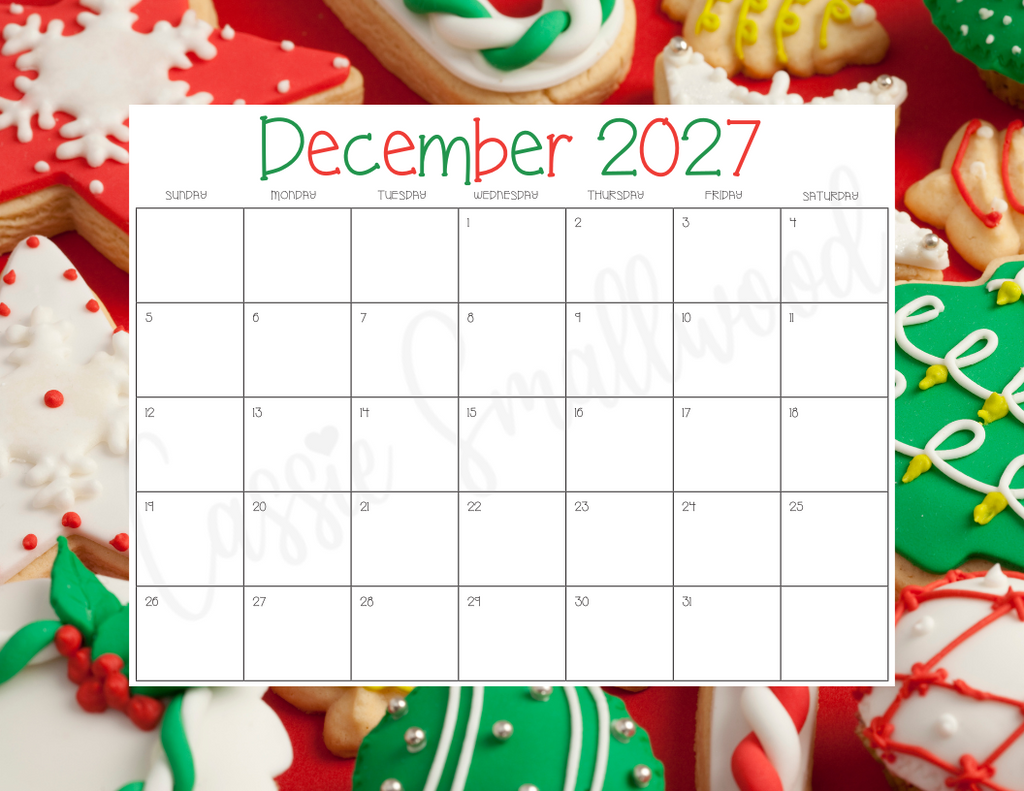 Printable 2027 Monthly Calendar – Cassie Smallwood
