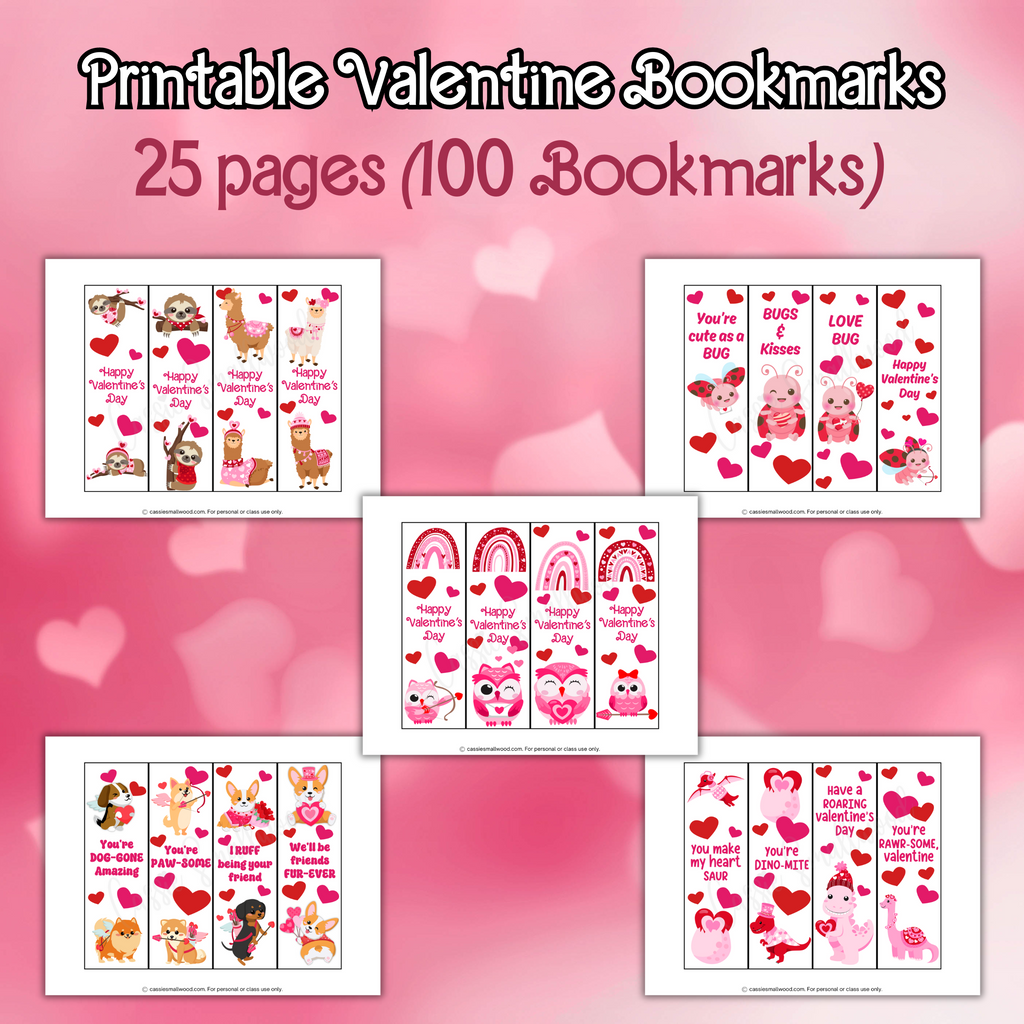 Printable Valentine Bookmarks – Cassie Smallwood