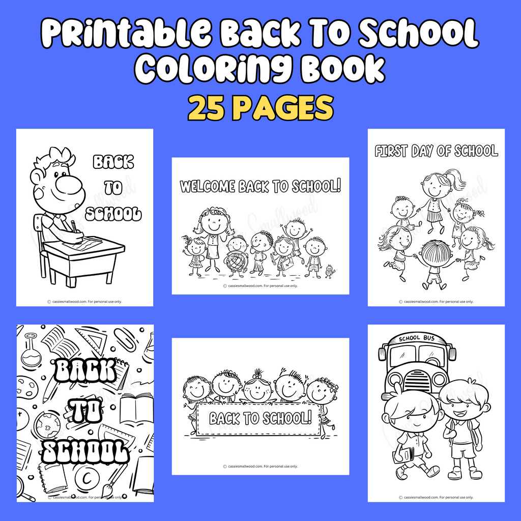 Printable Back To School Coloring Book (25 Pages) – Cassie Smallwood