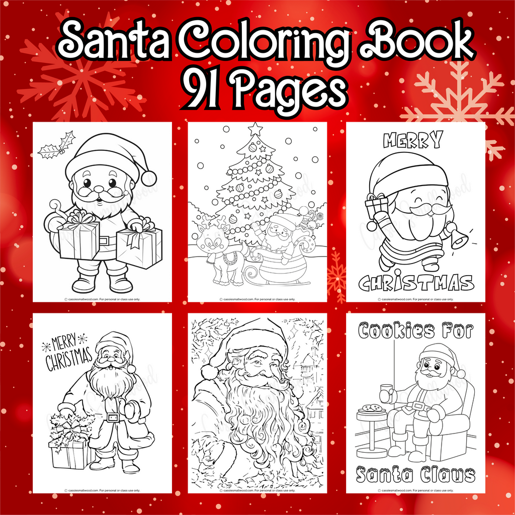 Printable Santa Coloring Book (91 Santa Coloring Pages) – Cassie Smallwood