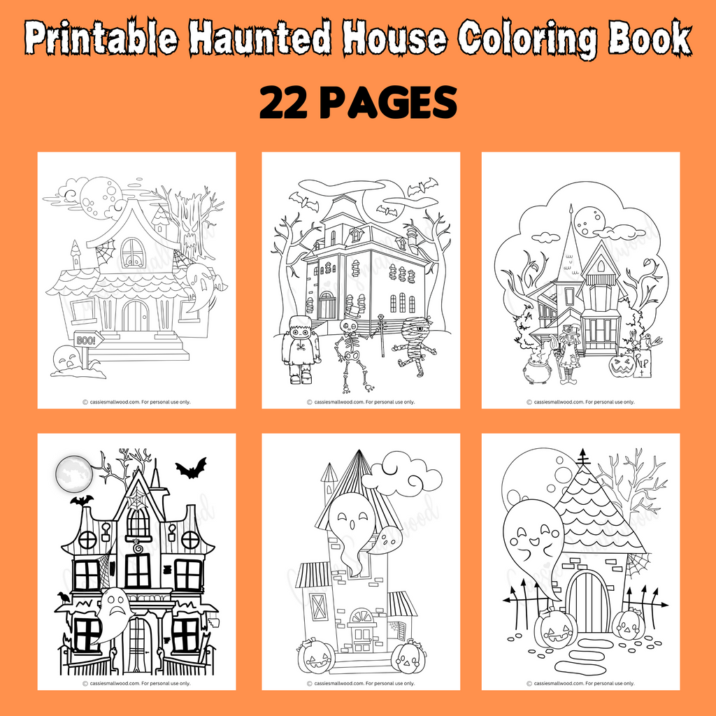 Printable Haunted House Halloween Coloring Book (22 Pages) – Cassie ...