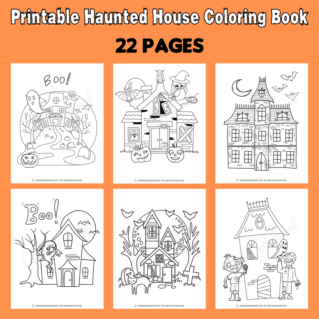 Printable Haunted House Halloween Coloring Book (22 Pages) – Cassie ...