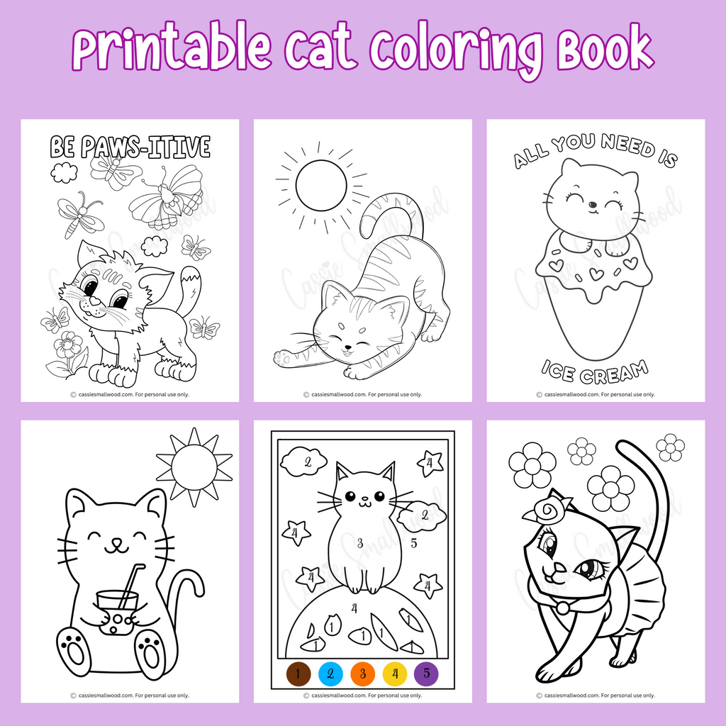Printable Cat Coloring Book (37 Pages) – Cassie Smallwood