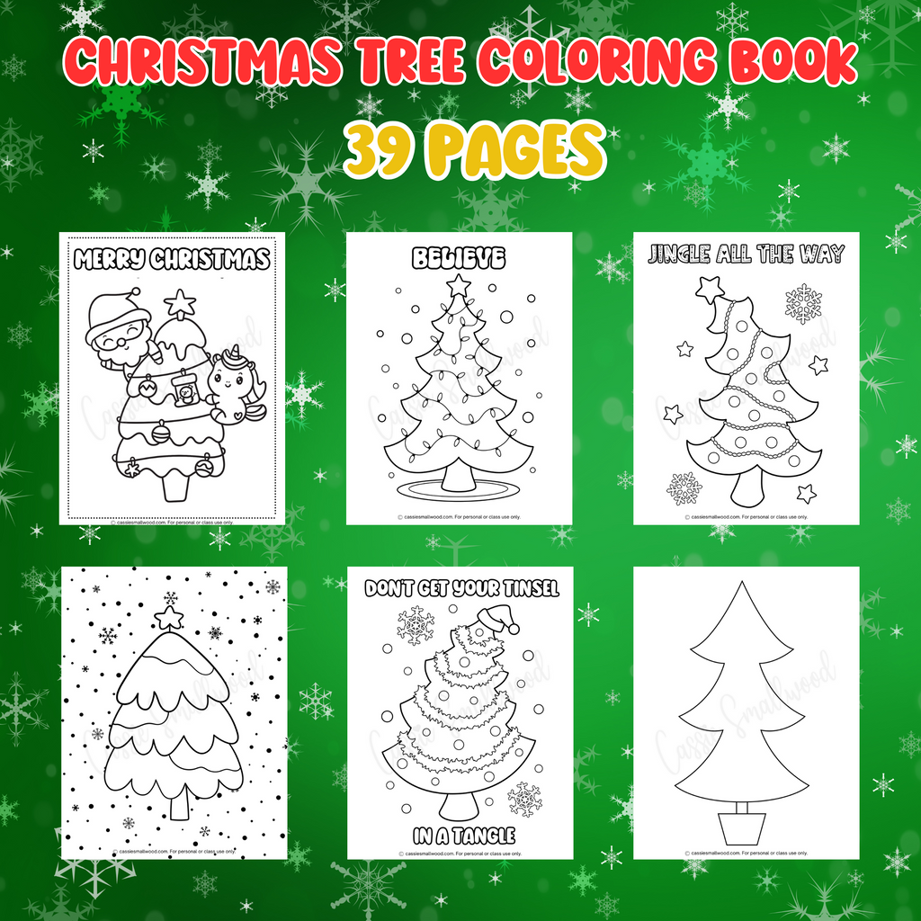 Printable Christmas Tree Coloring Book (39 Pages) – Cassie Smallwood