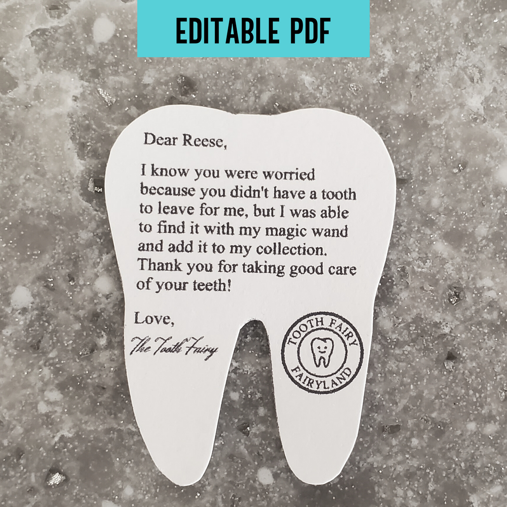 Editable Swallowed Tooth Fairy Letter For Missing Tooth – Cassie Smallwood