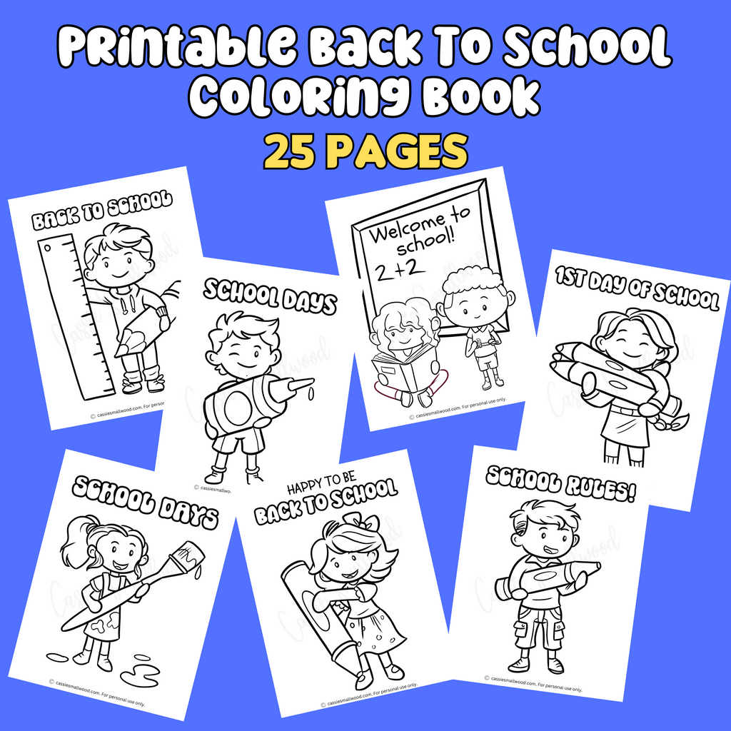 Printable Back To School Coloring Book (25 Pages) – Cassie Smallwood