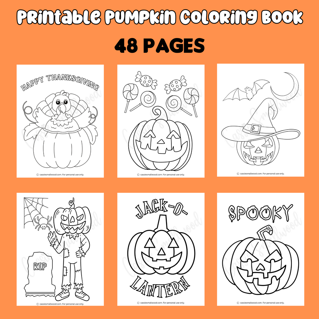 Printable Pumpkin Coloring Book (48 Pages) – Cassie Smallwood