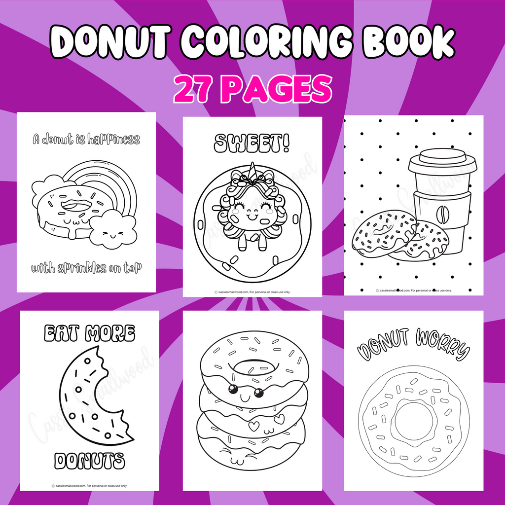 Printable Donut Coloring Book (27 Pages) – Cassie Smallwood