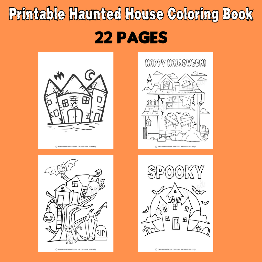 Printable Haunted House Halloween Coloring Book (22 Pages) – Cassie ...