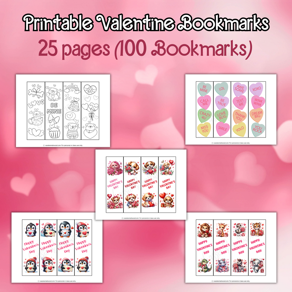 Printable Valentine Bookmarks – Cassie Smallwood