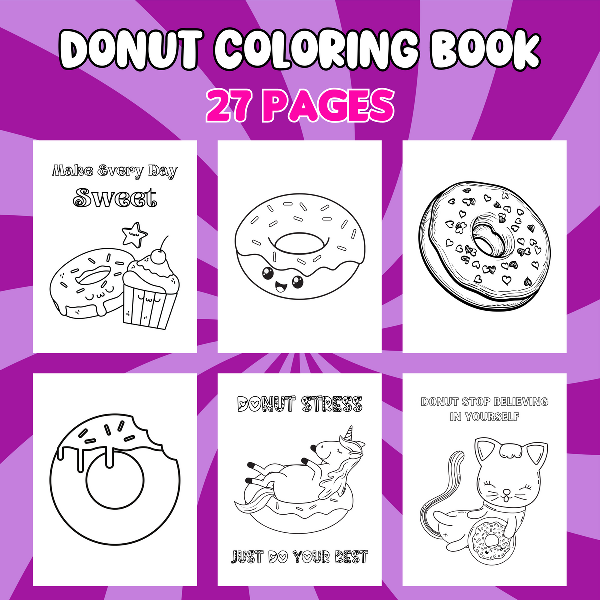 Printable Donut Coloring Book (27 Pages) – Cassie Smallwood
