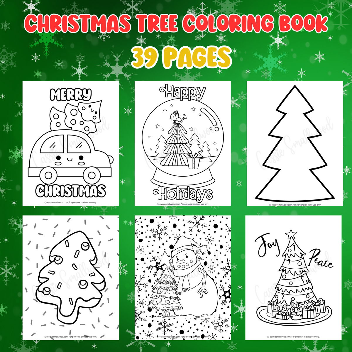 Printable Christmas Tree Coloring Book (39 Pages) – Cassie Smallwood