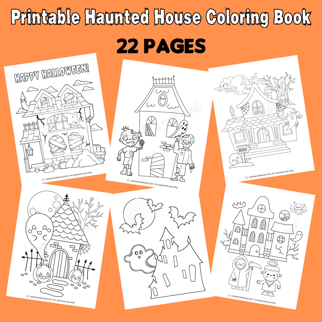 Printable Haunted House Halloween Coloring Book (22 Pages) – Cassie ...