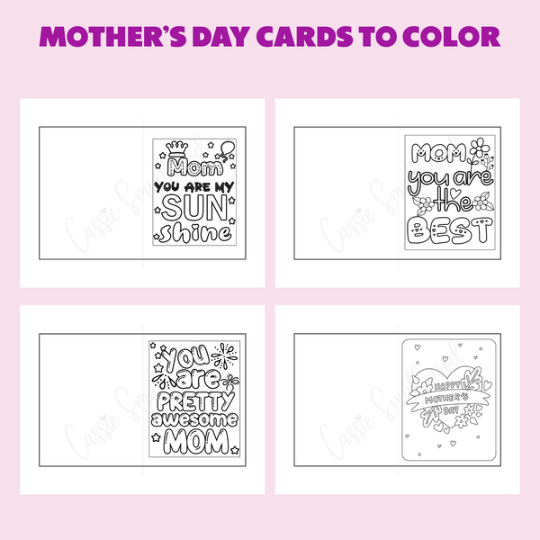 Mother's Day Coloring Cards Printable (26 Pages) – Cassie Smallwood