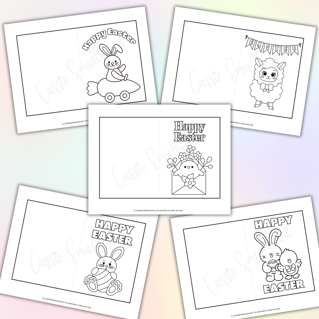 Easter Coloring Cards Printable (25 Pages) – Cassie Smallwood