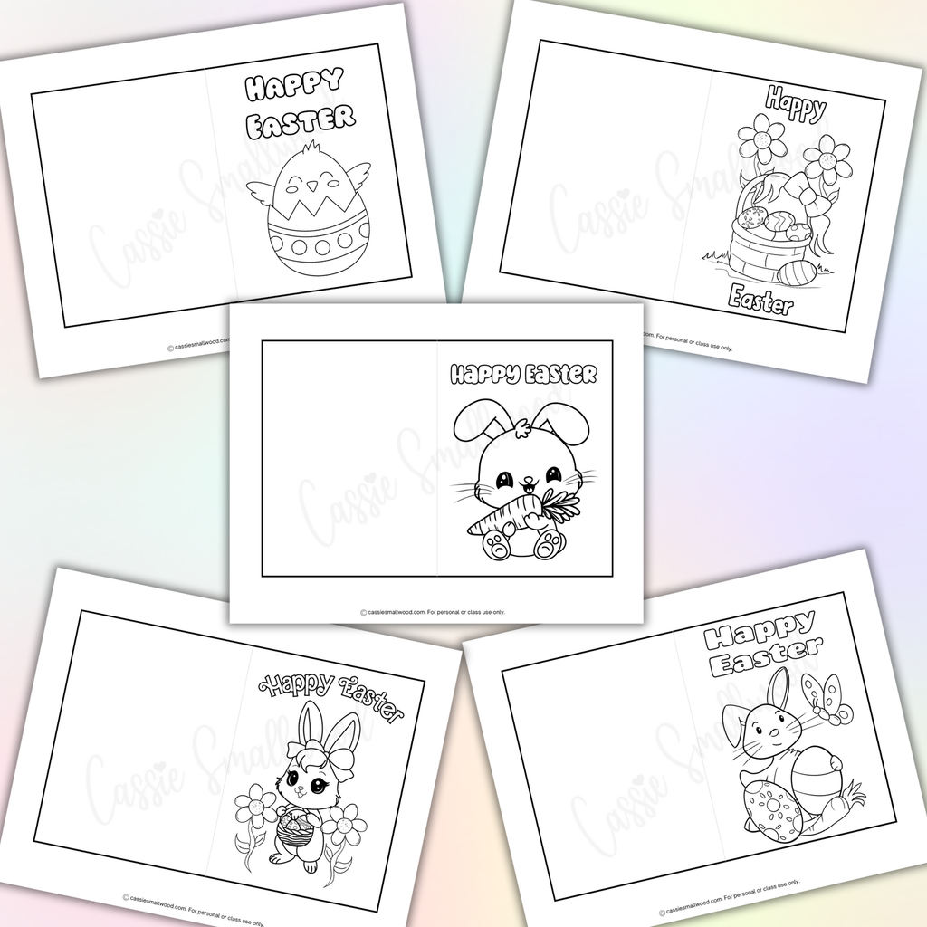 Easter Coloring Cards Printable (25 Pages) – Cassie Smallwood