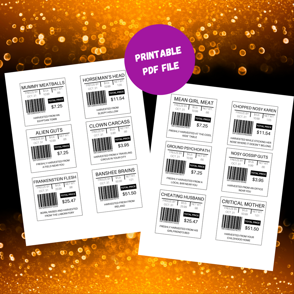 24 Halloween Meat Labels Printable Bundle + Editable Canva Template ...