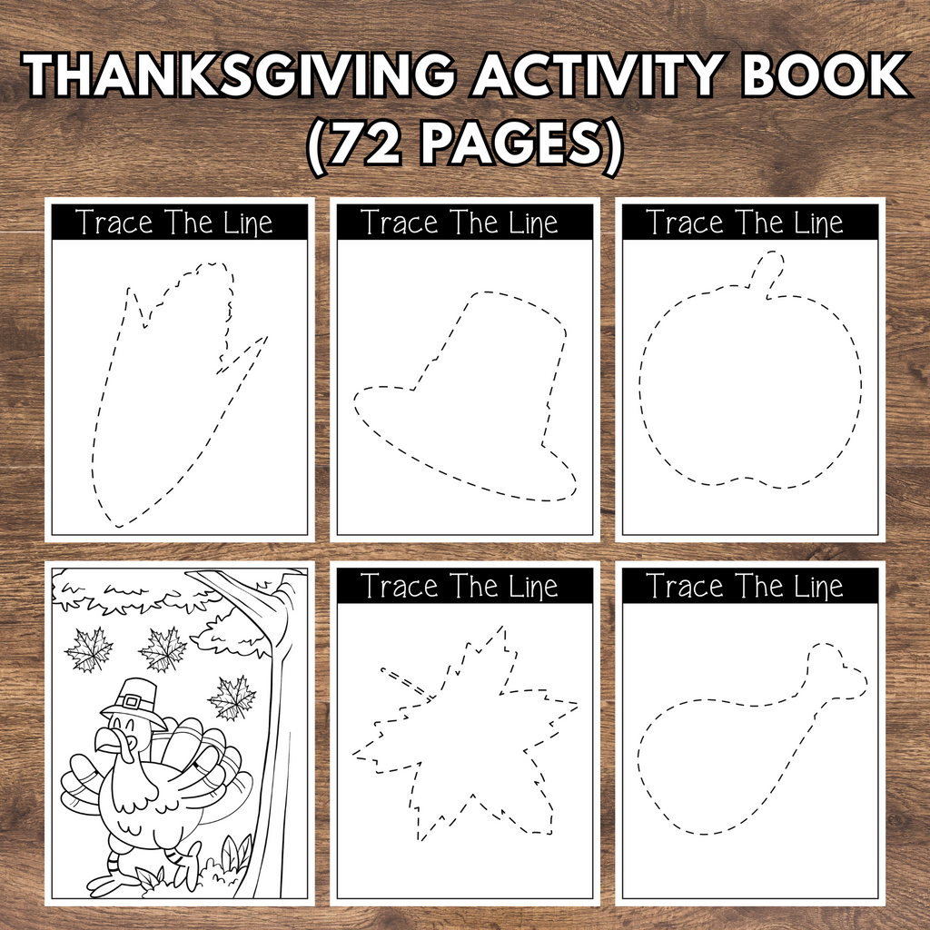 Printable Thanksgiving Activity Book (72 Pages of Puzzles, Worksheets ...