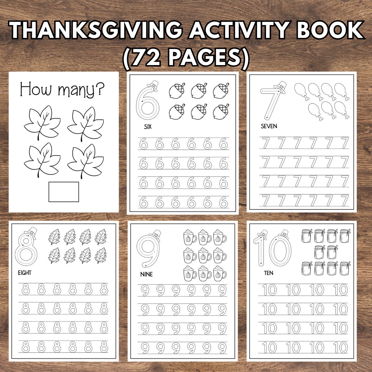 Printable Thanksgiving Activity Book (72 Pages of Puzzles, Worksheets ...