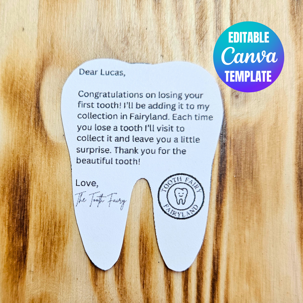 Printable First Tooth Fairy Letter Editable Canva Template – Cassie ...