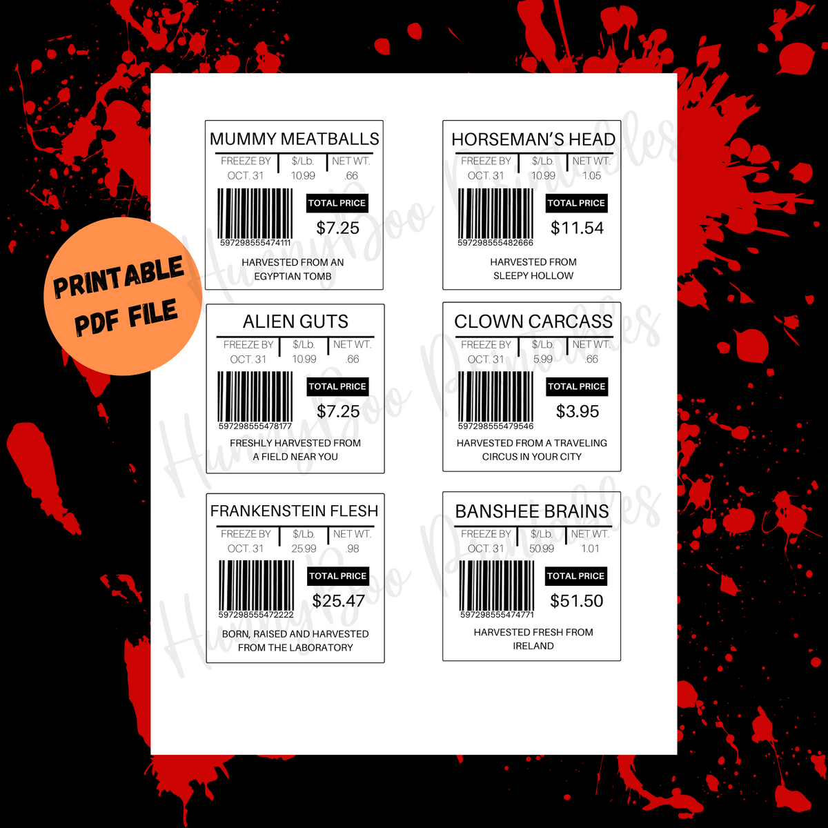 Halloween Meat Labels Printable – Cassie Smallwood