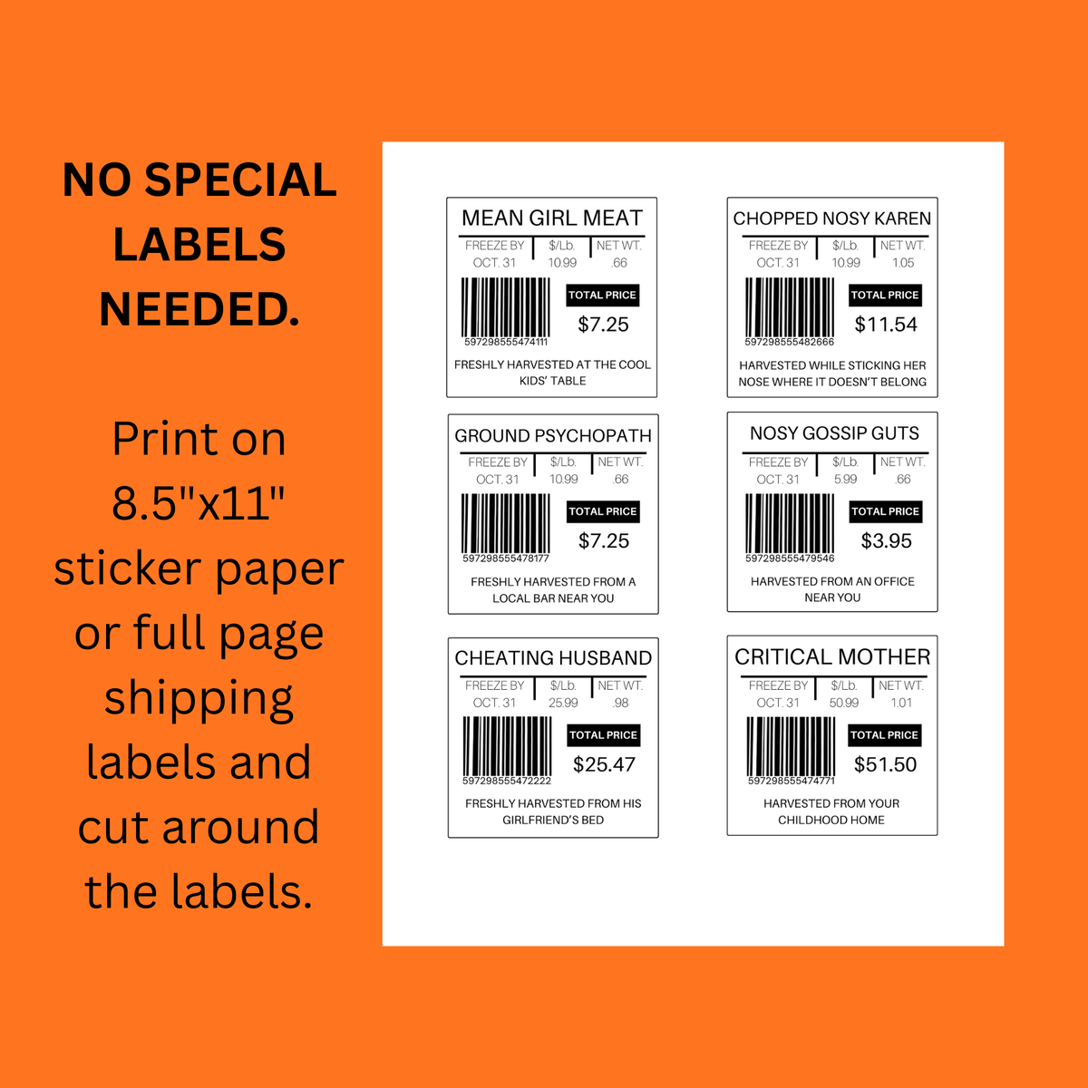 Halloween Meat Labels Printable – Cassie Smallwood