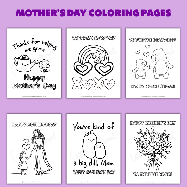 Printable Mother's Day Coloring Book (30 Happy Mother's Day Coloring P ...