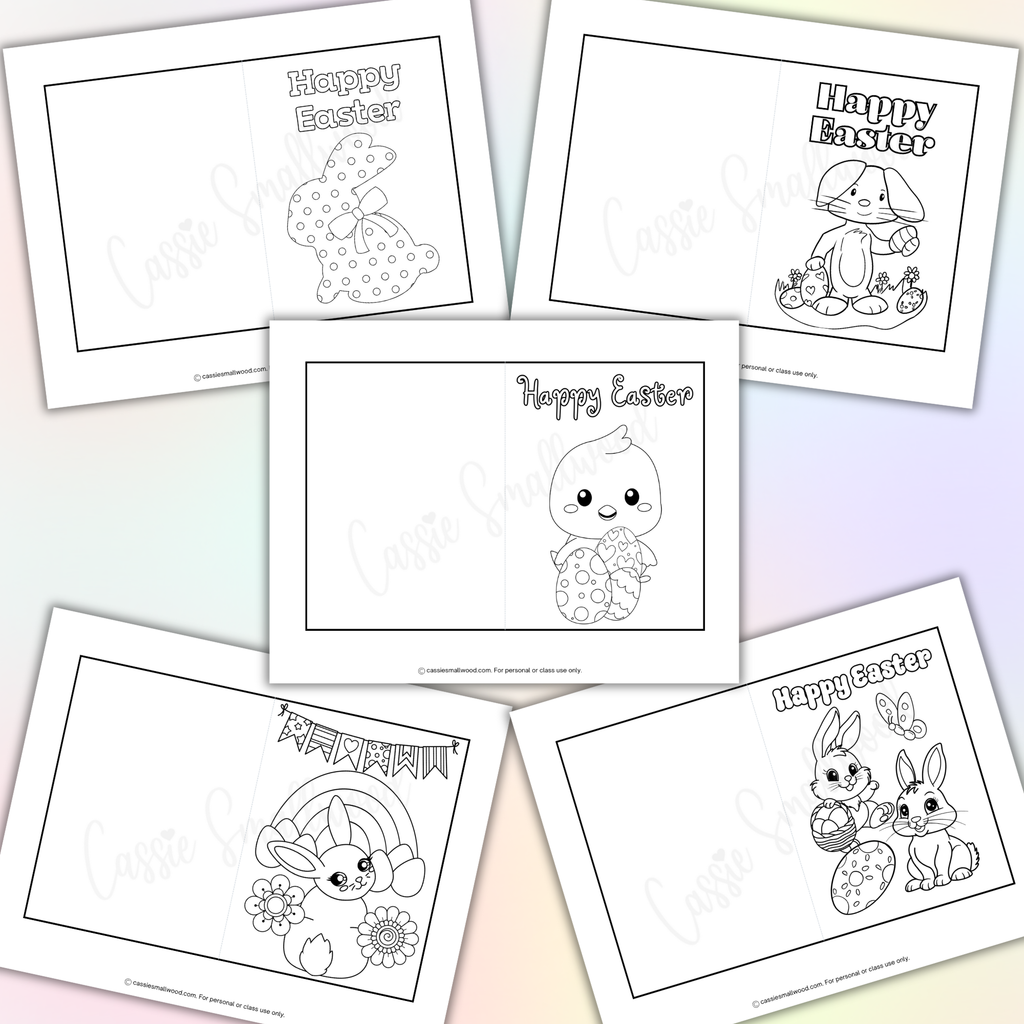 Easter Coloring Cards Printable (25 Pages) – Cassie Smallwood