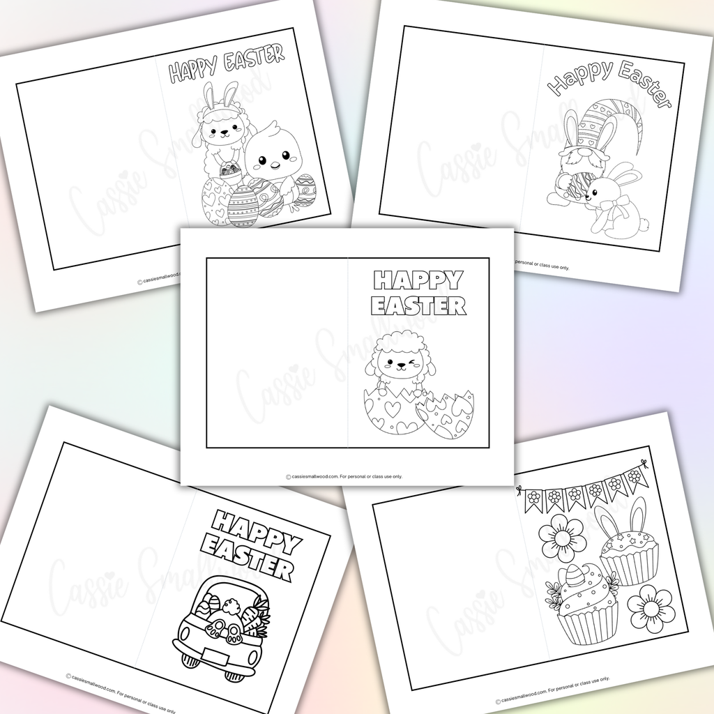 Easter Coloring Cards Printable (25 Pages) – Cassie Smallwood