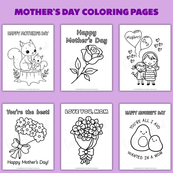 Printable Mother's Day Coloring Book (30 Happy Mother's Day Coloring P ...