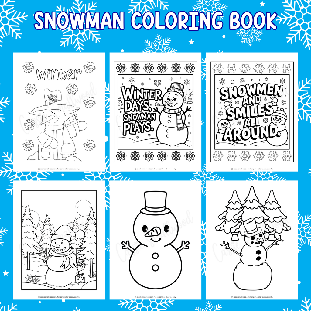 Printable Snowman Coloring Book (41 Snowman Coloring Pages) – Cassie ...