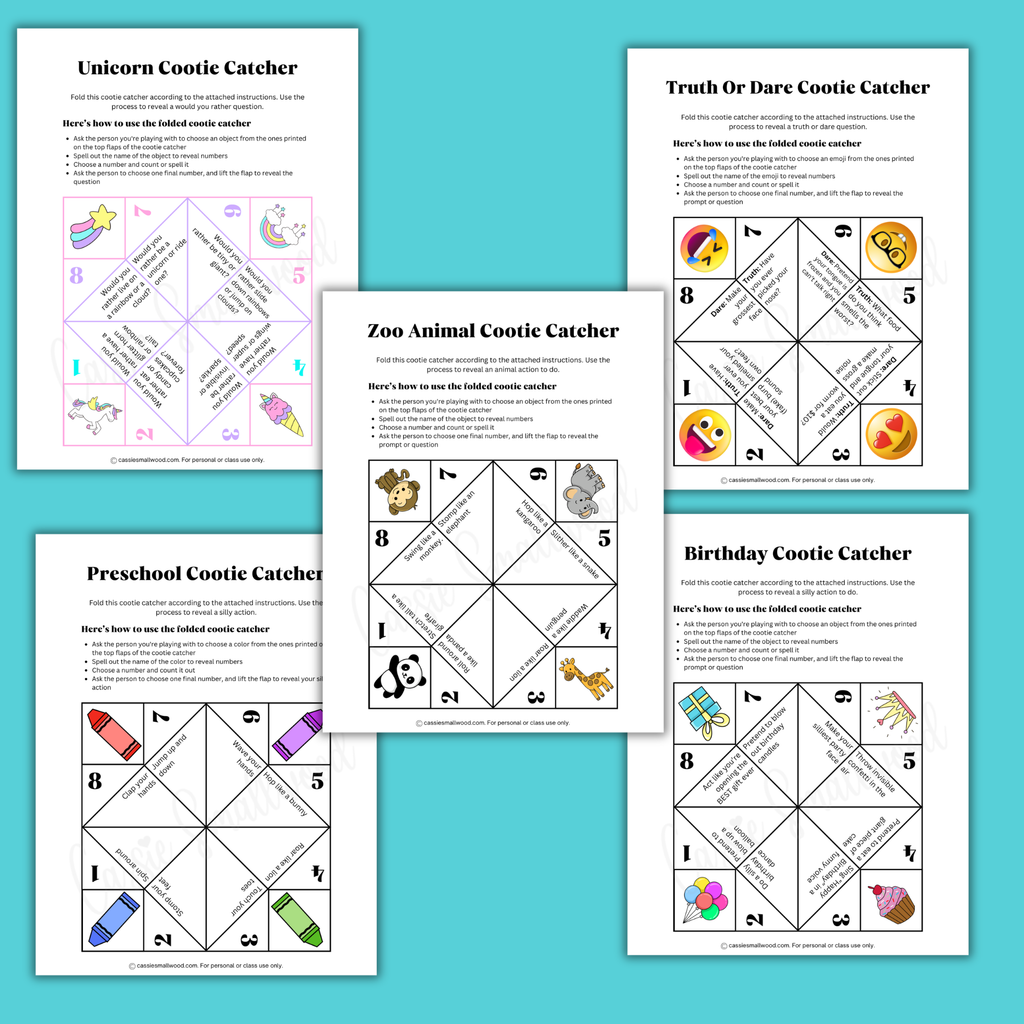 9 CUTE Printable Cootie Catchers For Kids (Paper Fortune Tellers ...