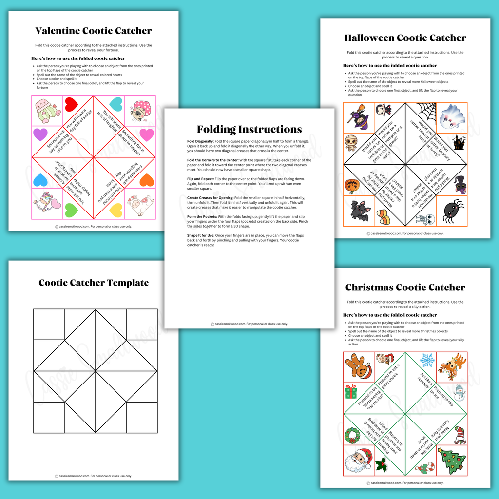 9 CUTE Printable Cootie Catchers For Kids (Paper Fortune Tellers ...