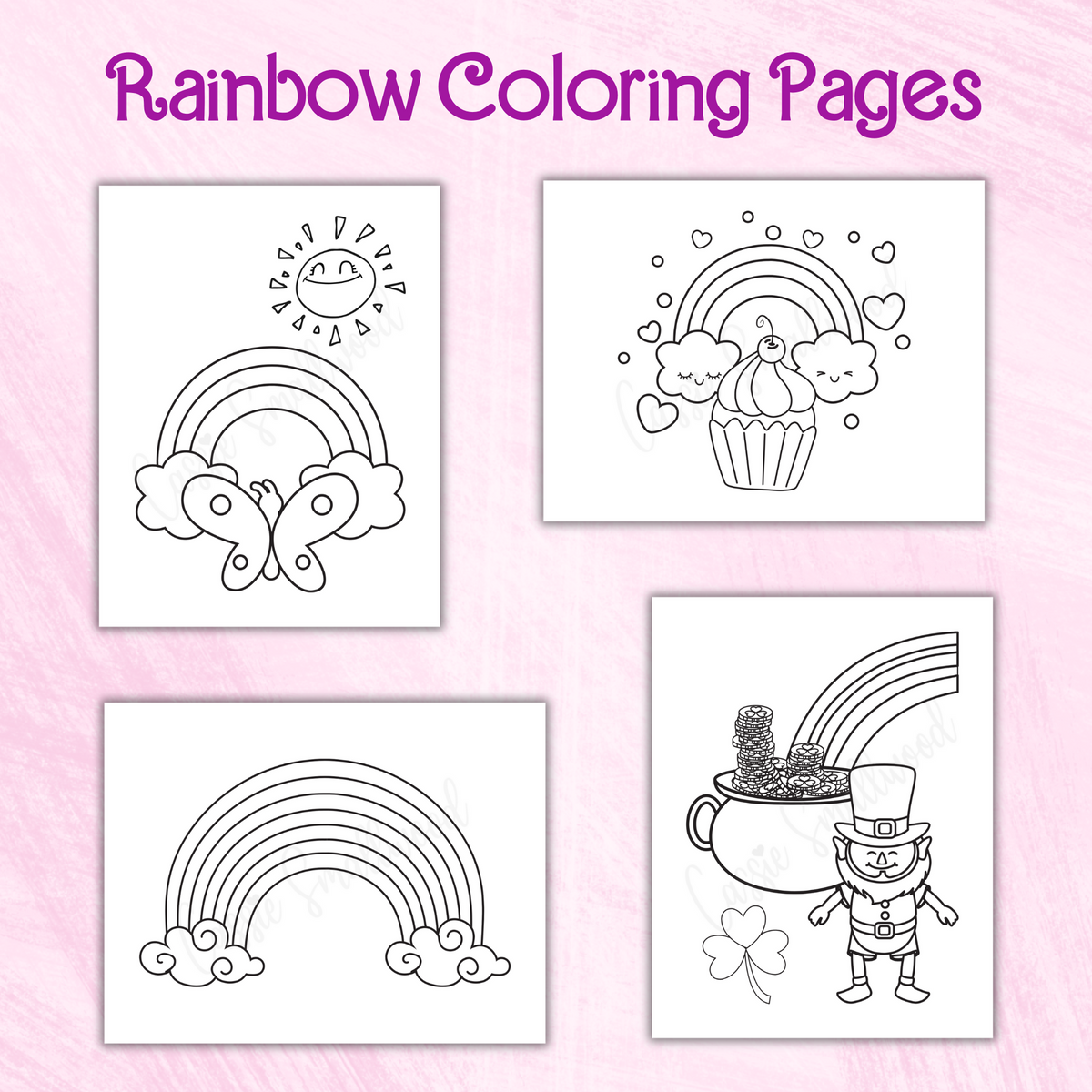 Printable Rainbow Coloring Book (12 Rainbow Coloring Pages) – Cassie ...