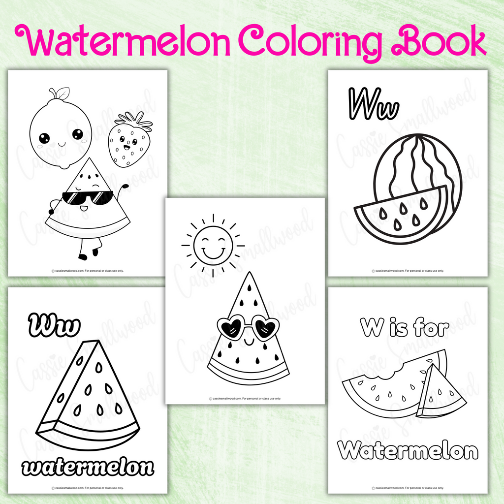 Printable Watermelon Coloring Book (16 Watermelon Coloring Pages ...