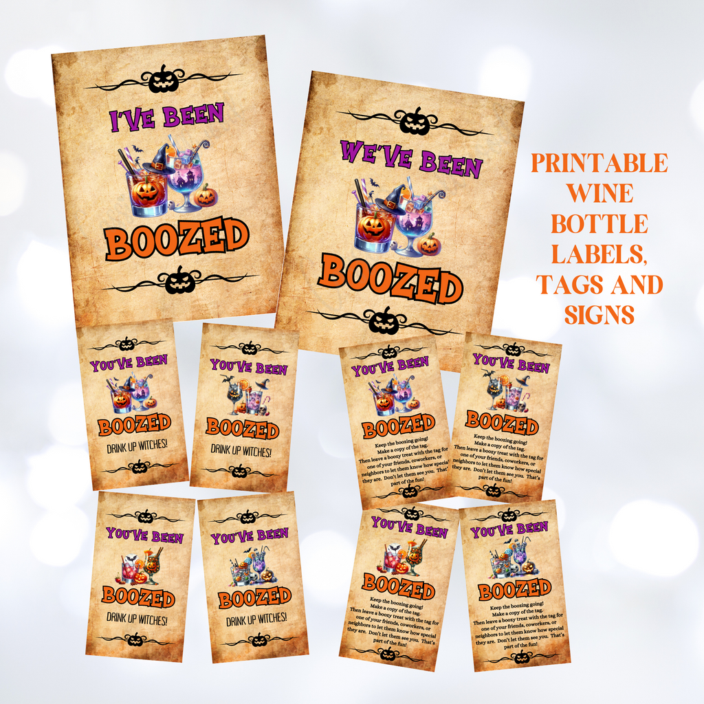 You've Been Boozed Printable Halloween Wine Labels, Tags and Signs ...