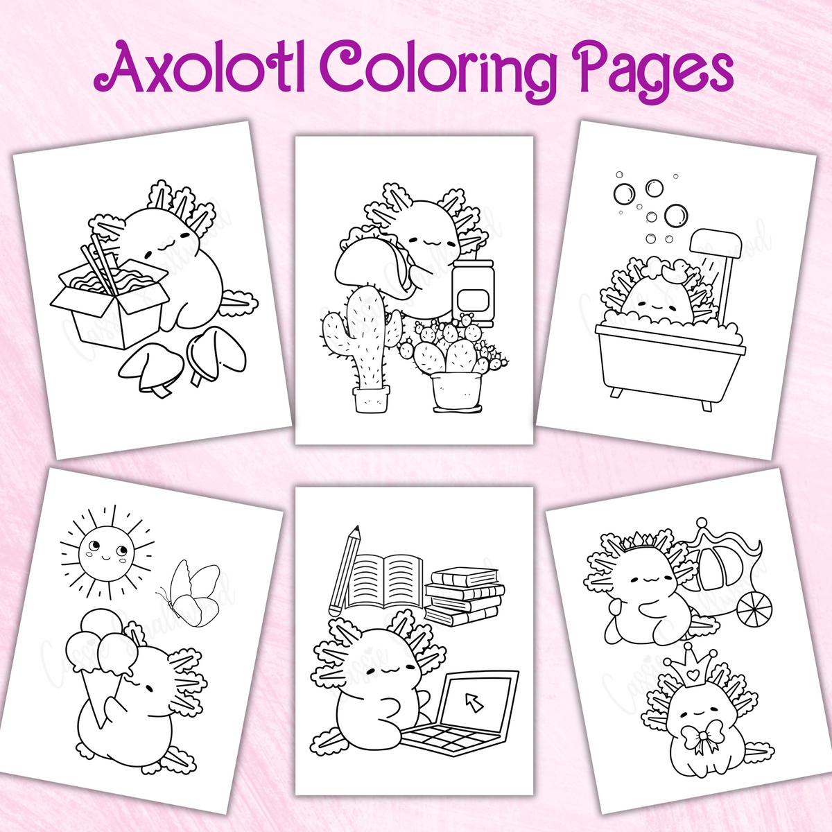 Printable Axolotl Coloring Book (20 Axolotl Coloring Pages) – Cassie ...