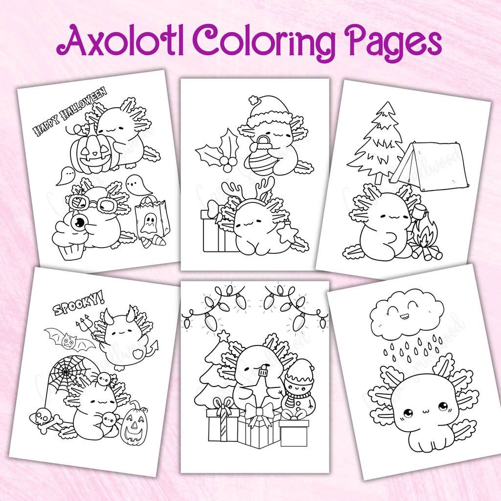 Printable Axolotl Coloring Book (20 Axolotl Coloring Pages) – Cassie ...