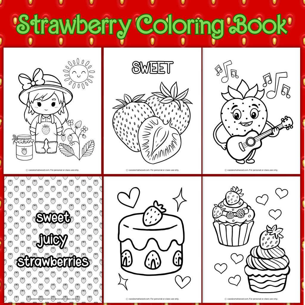 Printable Strawberry Coloring Book (27 Strawberry Coloring Pages ...
