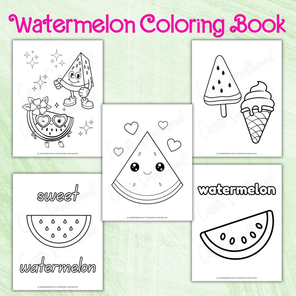 Printable Watermelon Coloring Book (16 Watermelon Coloring Pages ...