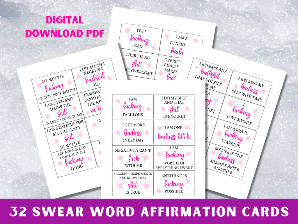 Printable Swear Word Affirmation Cards - Swear Word Gift For Badass Wo ...